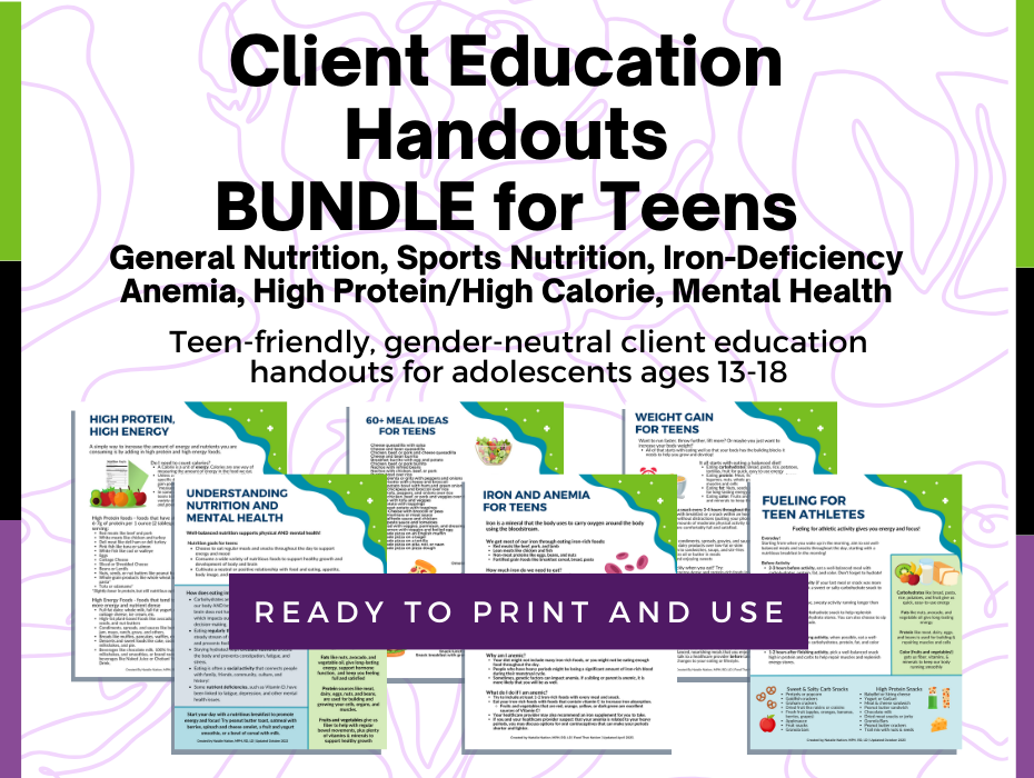 Teen Client Education Handout BUNDLE | Gender-Neutral, Body-Neutral ...