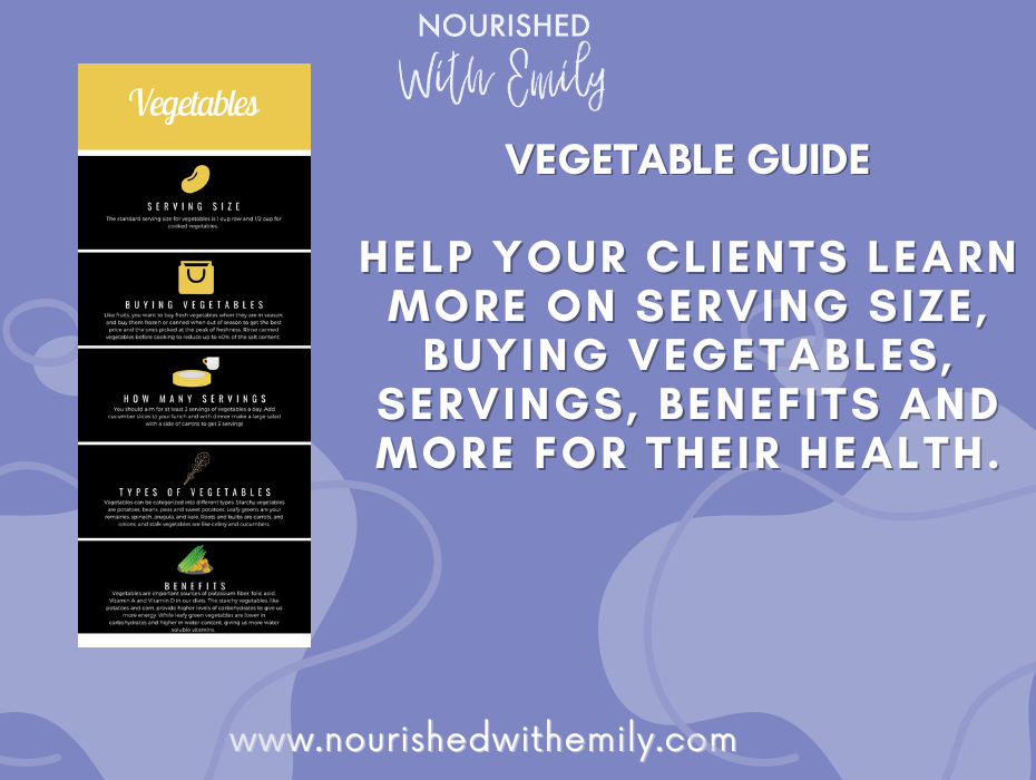 Quick Tips on Vegetables Infographic- UNBRANDED - Well Resourced Dietitian
