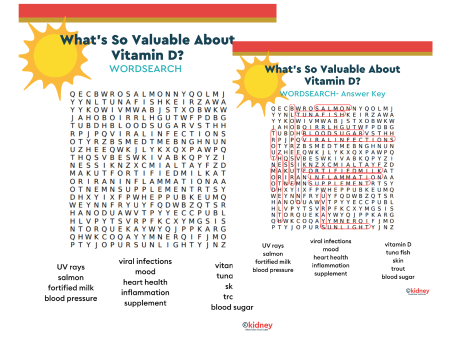 What's So Valuable About Vitamin D? Wordsearch - Well Resourced Dietitian