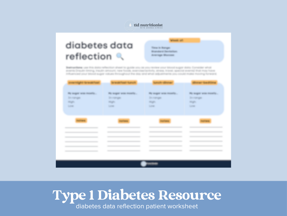 Type 1 Diabetes Data Reflection Sheet - Well Resourced Dietitian