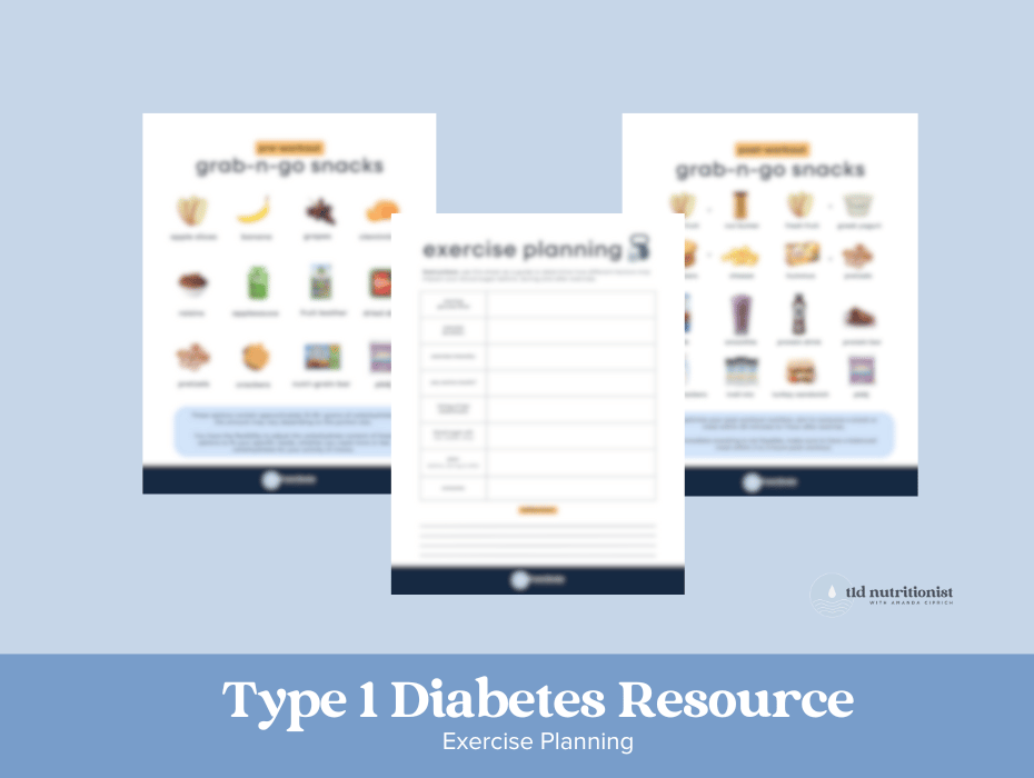 Exercise Planning Bundle for Type 1 Diabetes - Well Resourced Dietitian