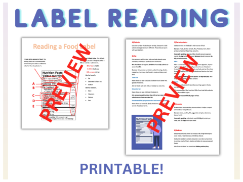 Label Reading Patient Handout - Well Resourced Dietitian