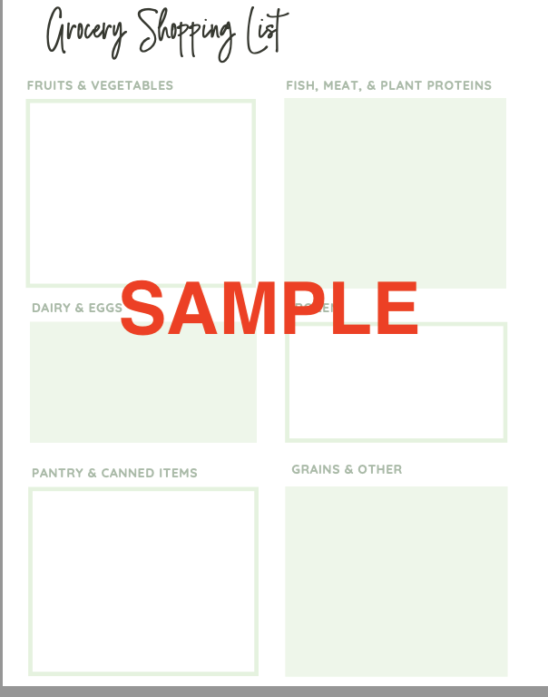 Meal Planning Templates and Grocery List Handout - Well Resourced Dietitian
