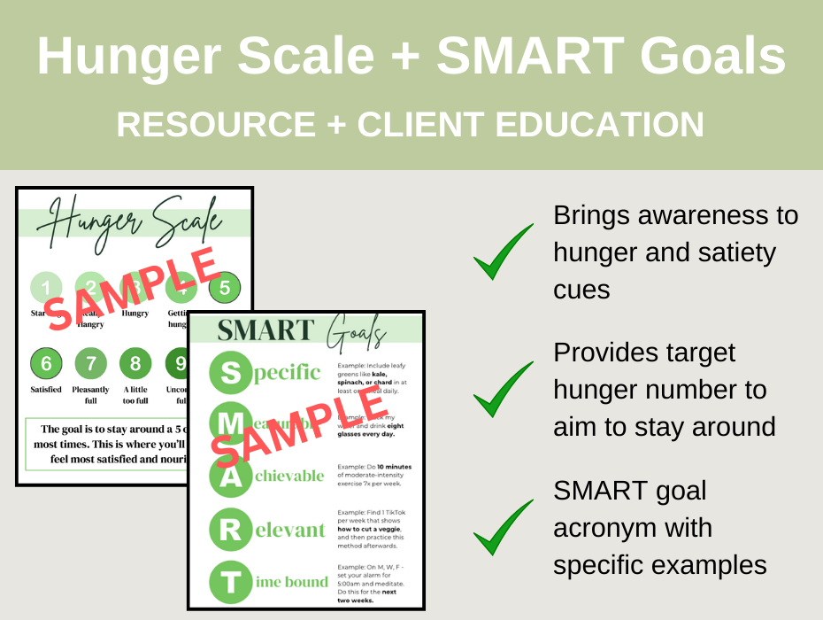 Hunger Scale + Smart Goals Client Education - Well Resourced Dietitian