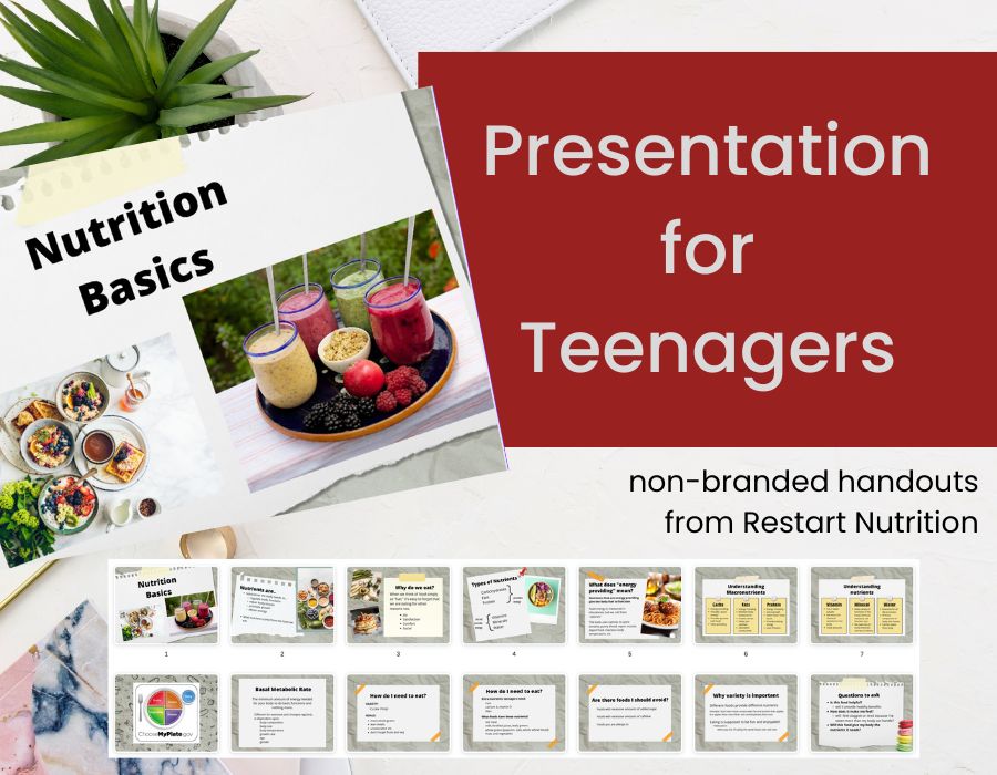 Presentation to Teenagers on Nutrition Basics - Well Resourced Dietitian