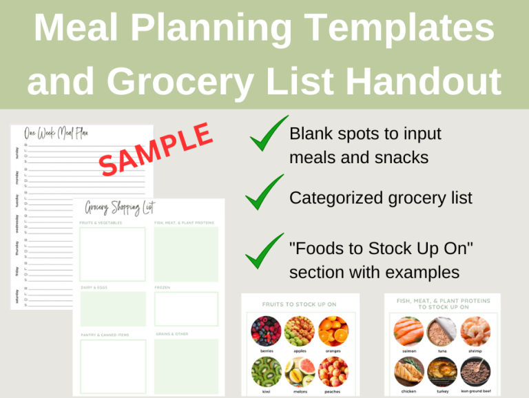 Meal Planning Templates and Grocery List Handout - Well Resourced Dietitian
