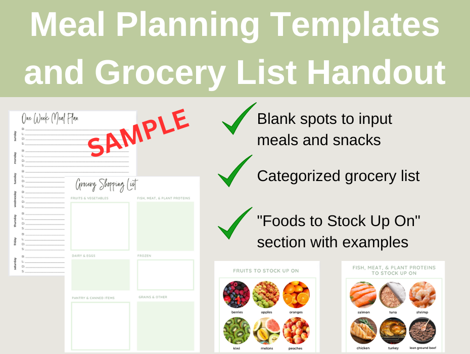 Meal Planning Templates and Grocery List Handout - Well Resourced Dietitian