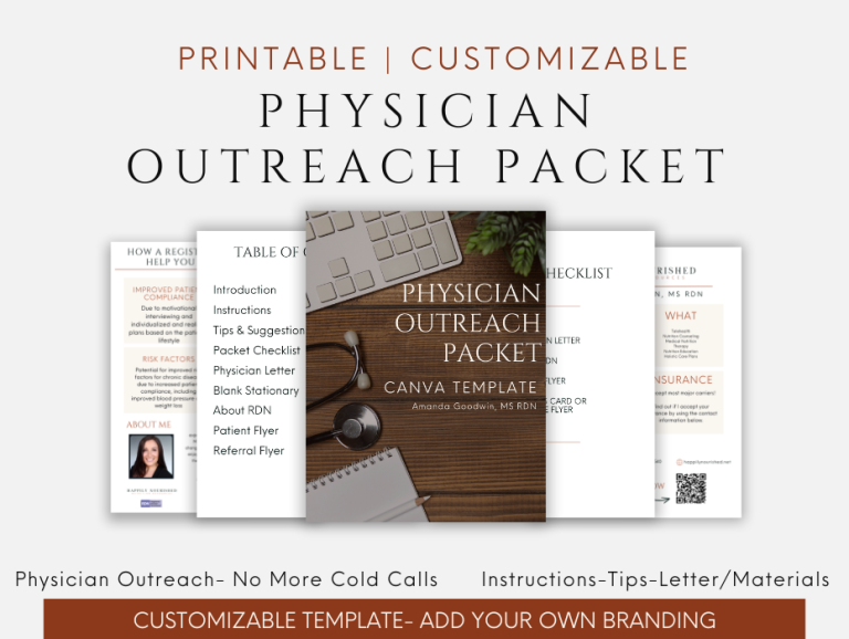 Physician Outreach Packet | Canva Template - Well Resourced Dietitian