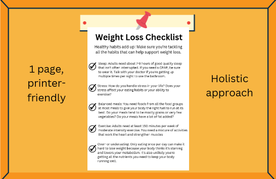 Weight Loss Checklist - Well Resourced Dietitian