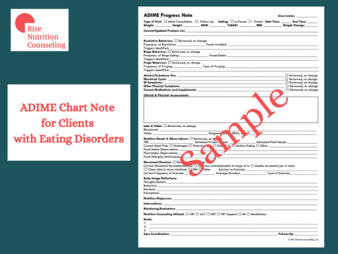 ADIME Chart Note for Clients with Eating Disorders and Disordered Eating - Well Resourced Dietitian