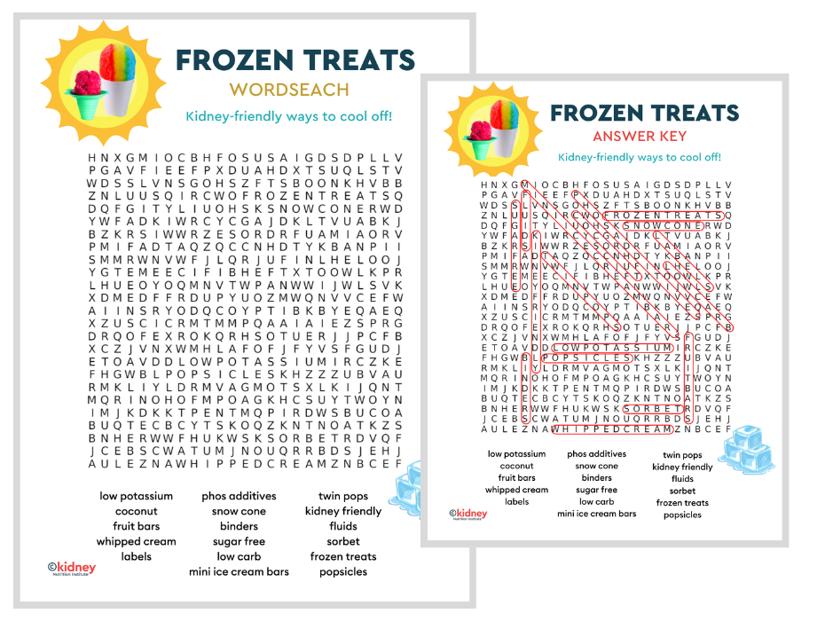 Frozen Treats Wordsearch - Well Resourced Dietitian