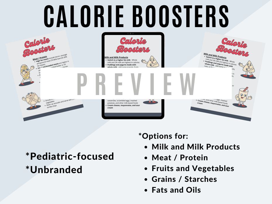 Calorie Boosters Handout - Pediatric-Focused, Non-Branded - Well ...