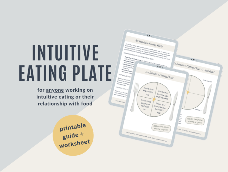 Intuitive Eating Plate + Worksheet - Well Resourced Dietitian