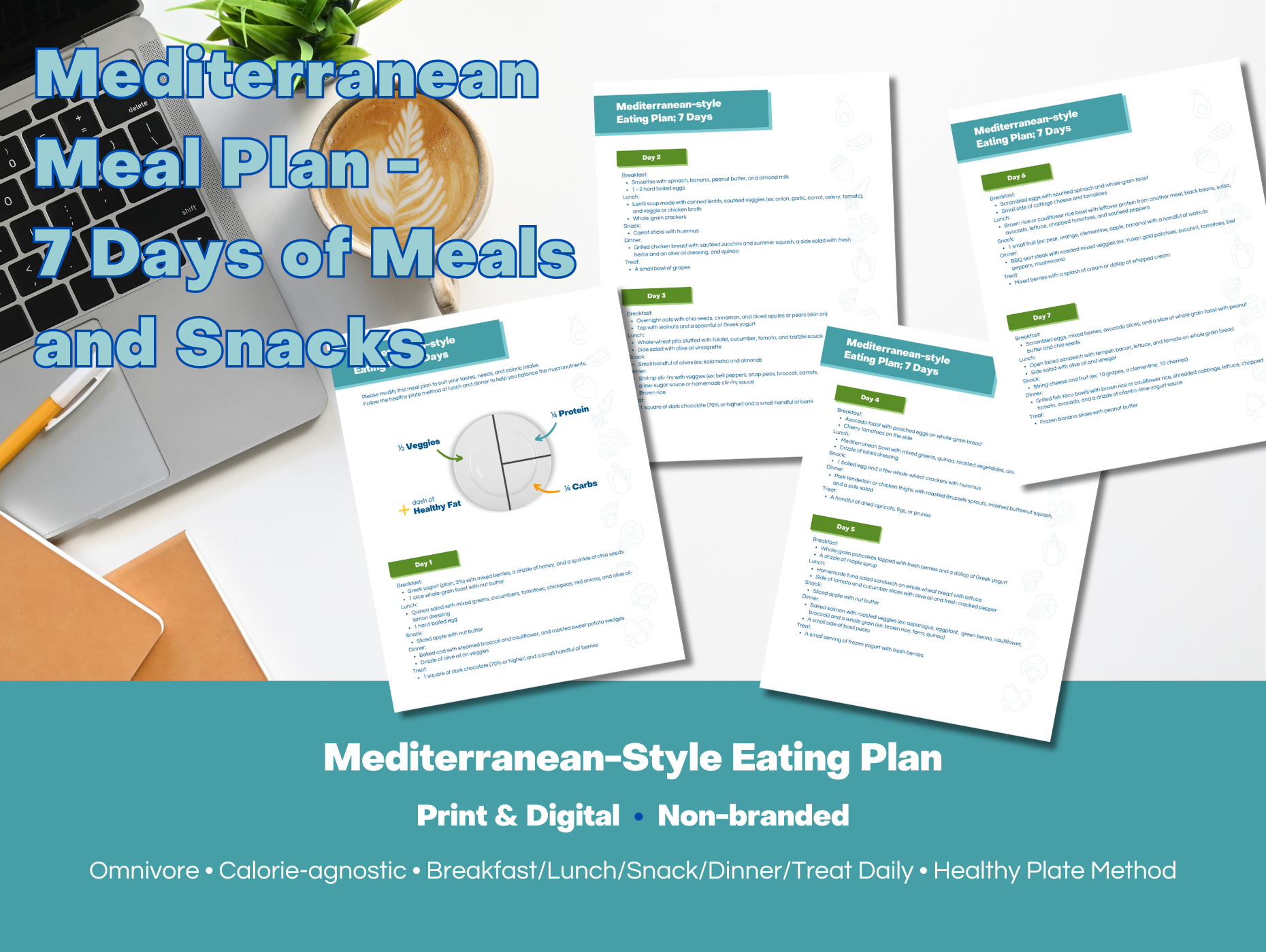 7 Day Mediterranean Meal Plan (digital & print) - Well Resourced Dietitian