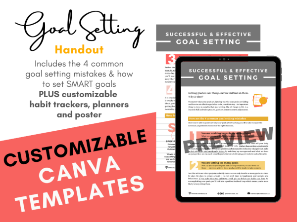 SMART Goal Setting Package: Handout, Poster, Trackers & Planners - Well ...
