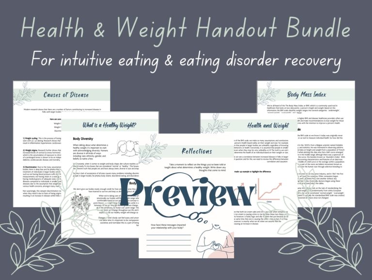 Health and Weight Handout Bundle - Well Resourced Dietitian