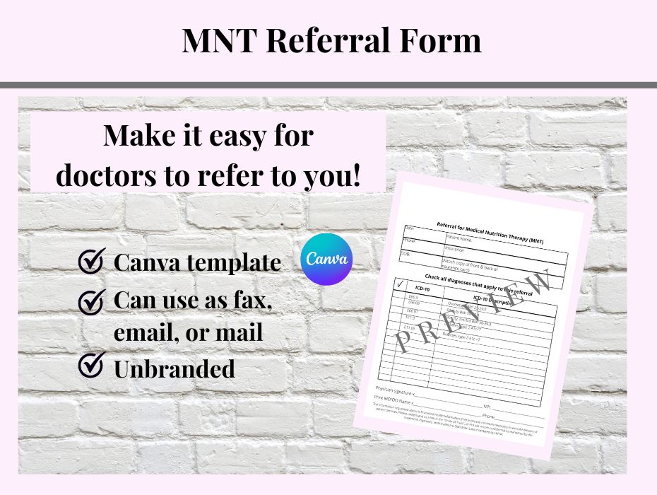 MNT Referral Form - Well Resourced Dietitian