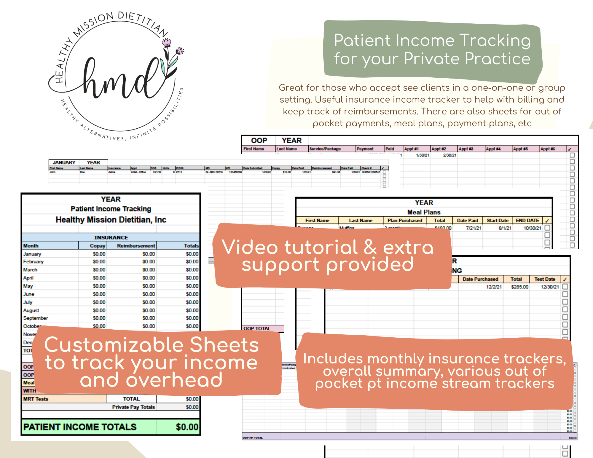 Patient Income Tracking Spreadsheet for Insurance-Based Practices ...
