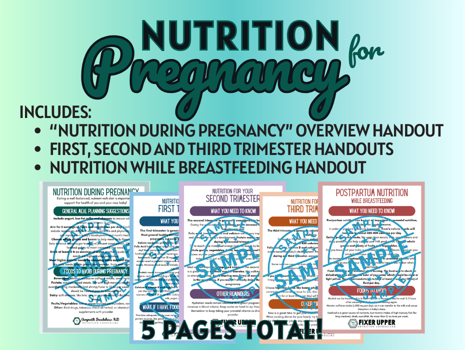 Pregnancy Nutrition Handout Bundle - Well Resourced Dietitian