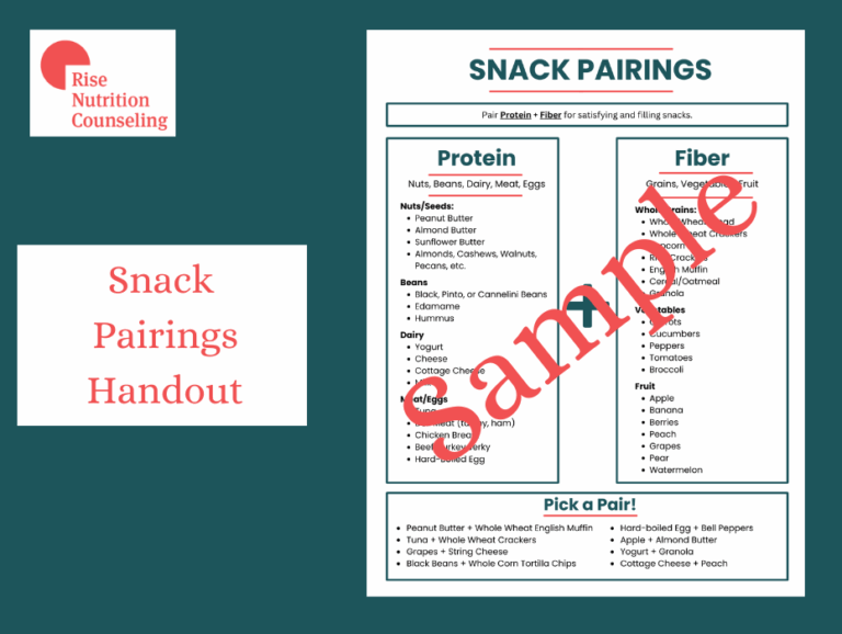 Snack Pairings Handout - Well Resourced Dietitian