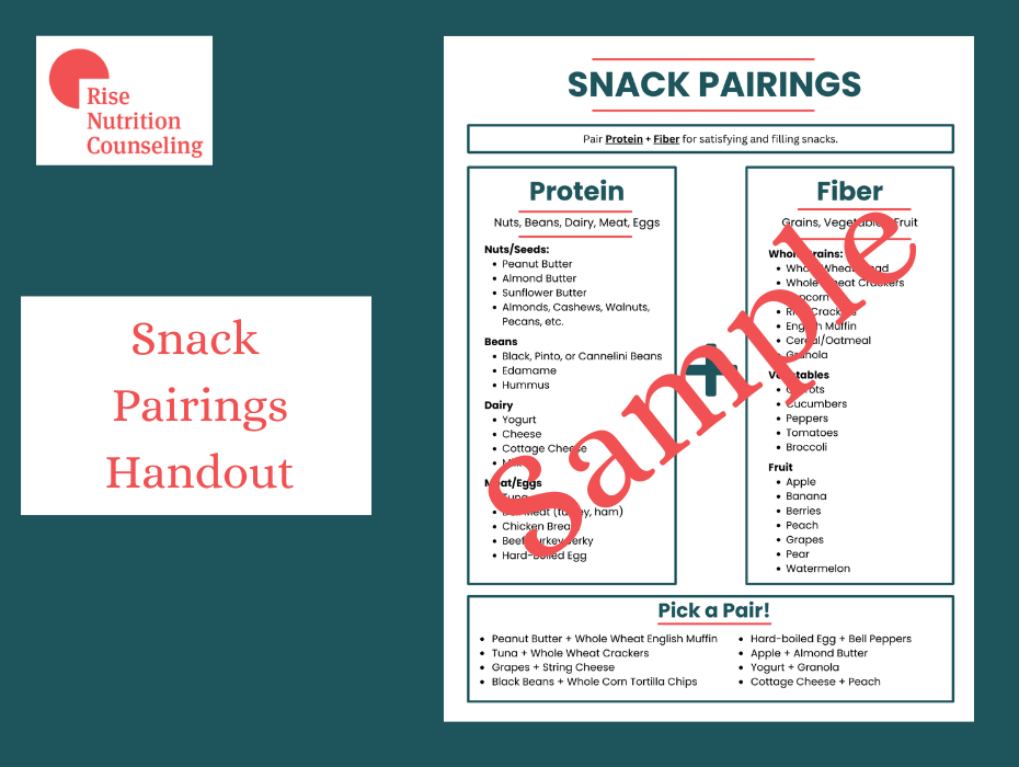 Snack Pairings Handout - Well Resourced Dietitian