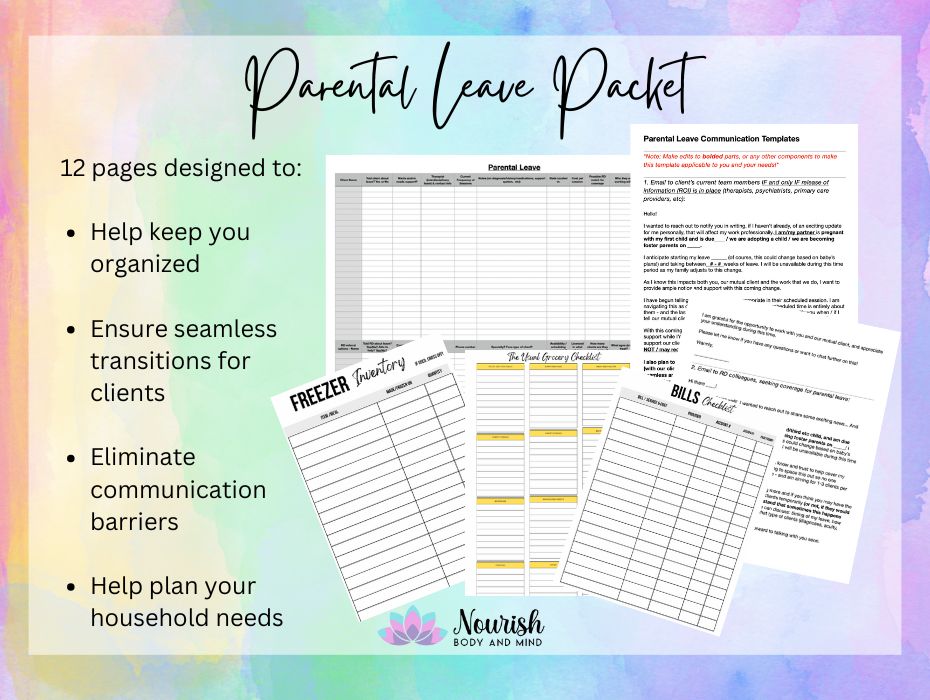 Parental/Maternity/Paternity Leave Packet - Well Resourced Dietitian