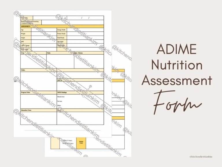 ADIME Nutrition Assessment Charting Template - Well Resourced Dietitian