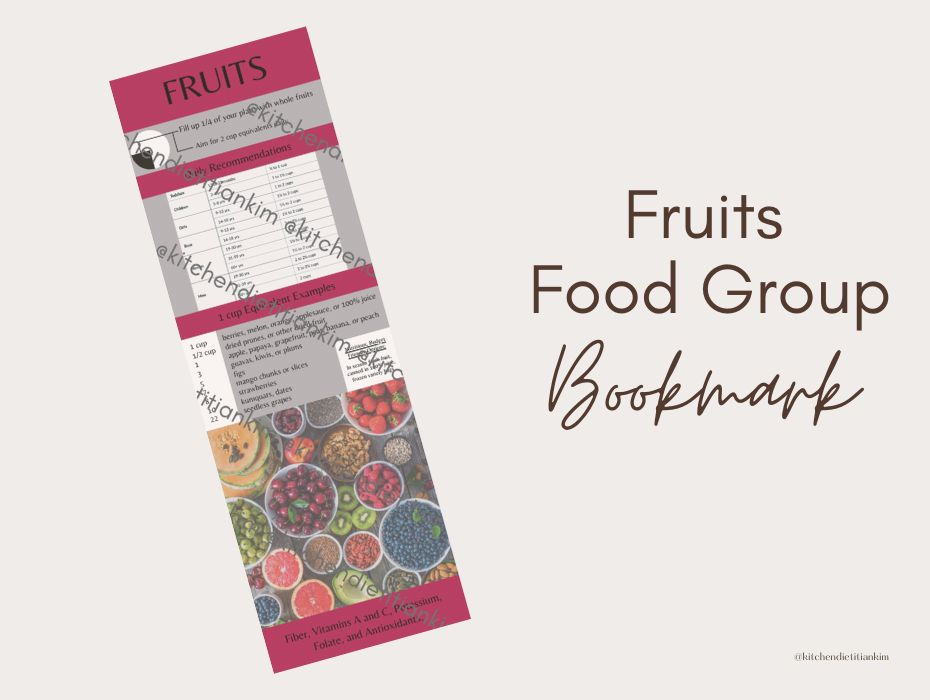 Fruits Food Group Bookmark - Well Resourced Dietitian