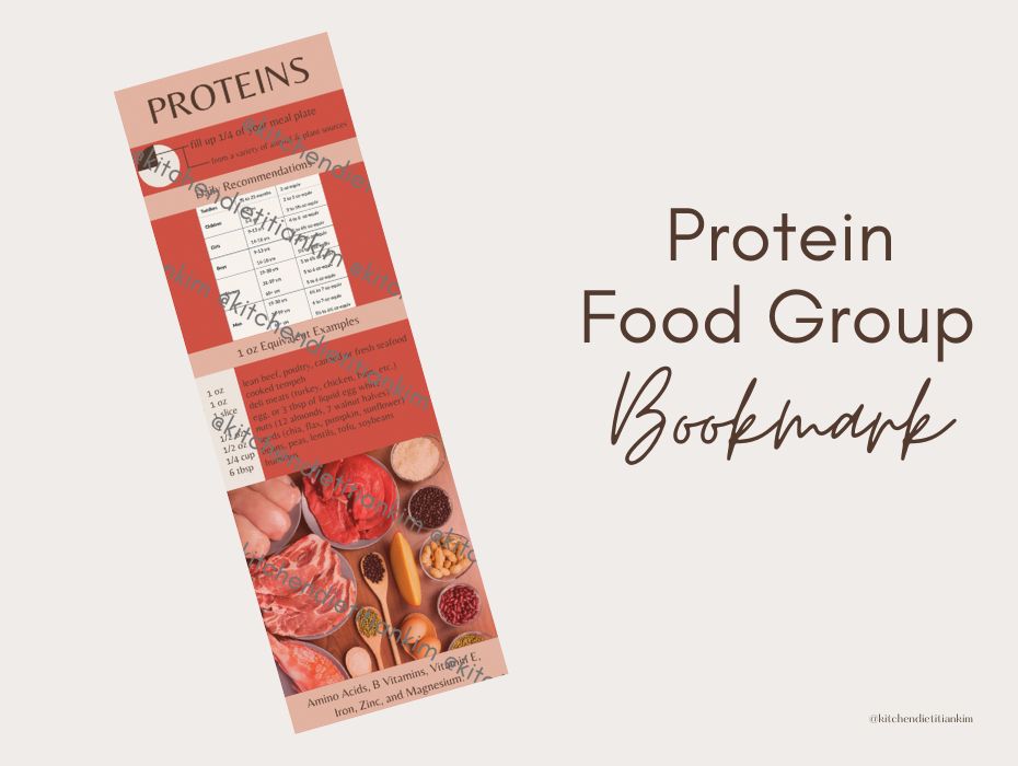 Protein Food Group Bookmark - Well Resourced Dietitian