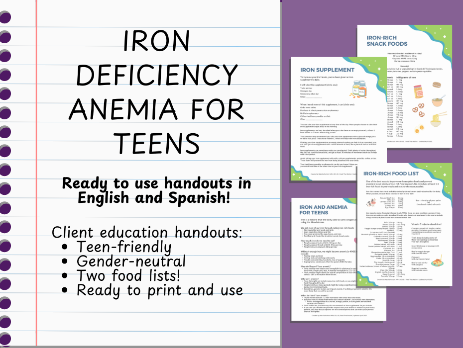 Iron Deficiency Anemia Nutrition for Teens | Client Education in ...