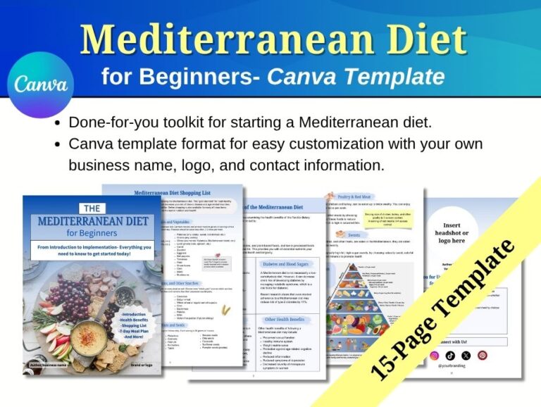 Mediterranean Diet for Beginners Toolkit- Canva Template - Well ...