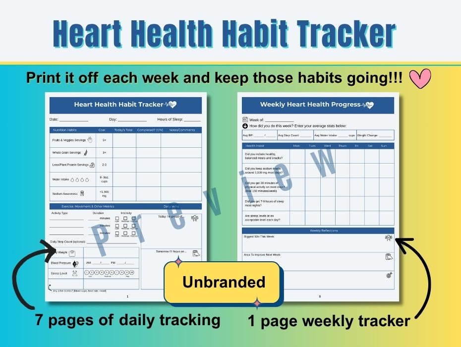 Heart Health Habit Tracker - Well Resourced Dietitian