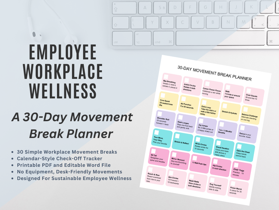 Employee Workplace Wellness: A 30-Day Movement Break Planner - Well ...